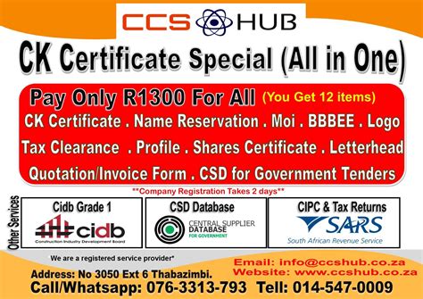 Need A Ck Certificate Ccs Hub Company Registrations