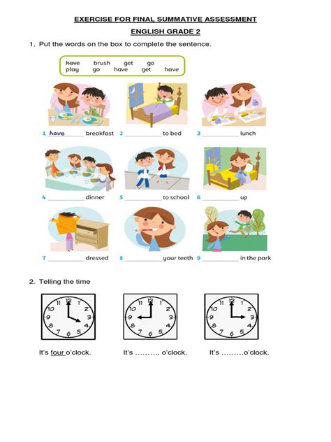 exercise for final summative assessment grade 2 pdf