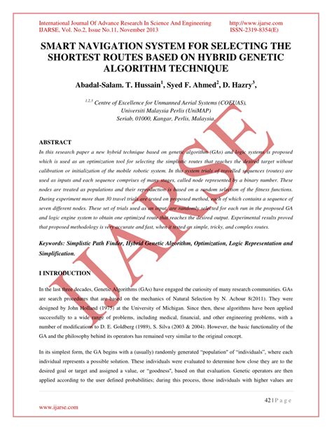 Pdf Smart Navigation System For Selecting The Shortest Routes Based On Hybrid Genetic