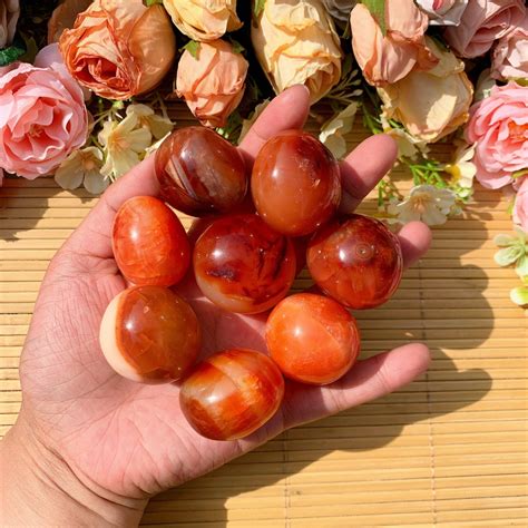 1pc Natural Carnelian Tumbled Palm Stone Red Agate Crystal Pocket Stone