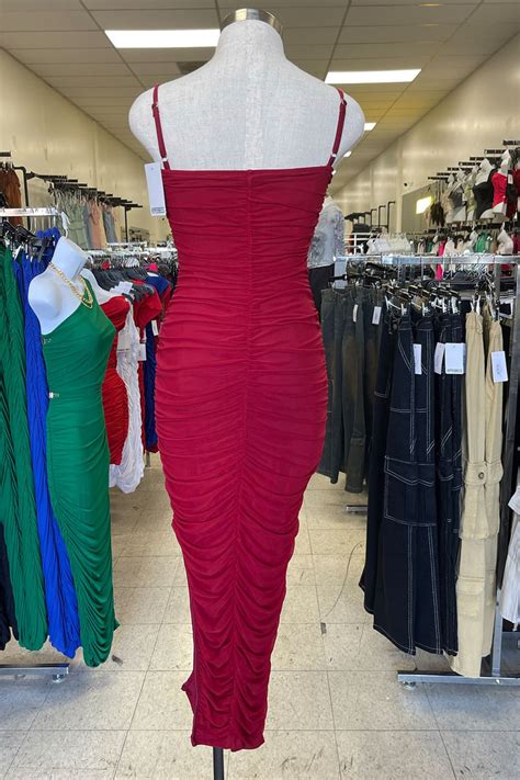 Enbe™ Mesh Double Layer Ruched Side Slit Bodycon Long Maxi Magic Stret