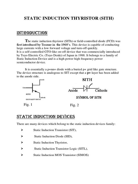 Static Induction Thyristor Sith Pdf Field Effect Transistor Solid State Engineering