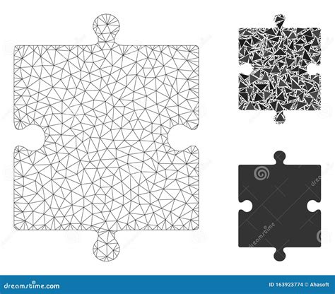Puzzle Part Vector Mesh Network Model And Triangle Mosaic Icon Stock Illustration Illustration