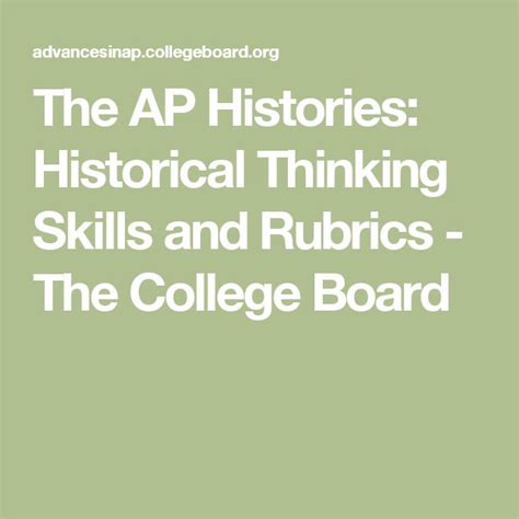 AP Histories Historical Thinking Skills And Rubrics