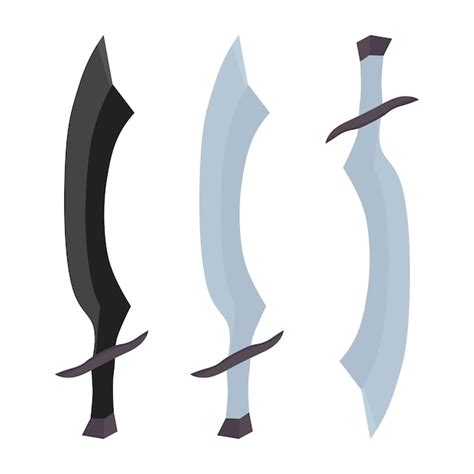 세 만화 게임 칼 세트 흰색 배경 벡터 일러스트 레이 션에 게임에 대 한 만화 칼 프리미엄 벡터