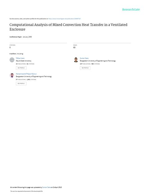Computationalanalysisofmixedconvectionheattr Pdf Convection