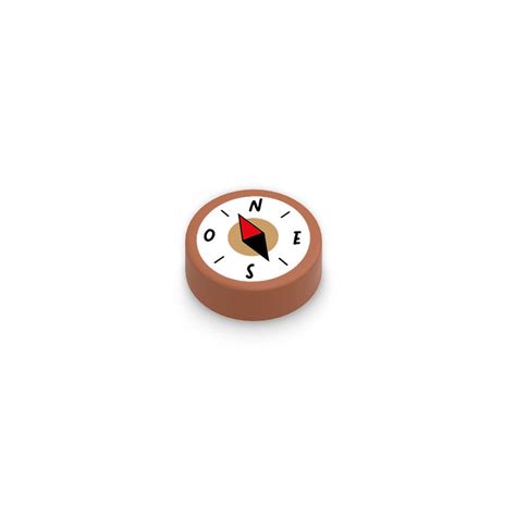 Hiking Compass Printed On Round Brick 1x1 Lego® Medium Nougat