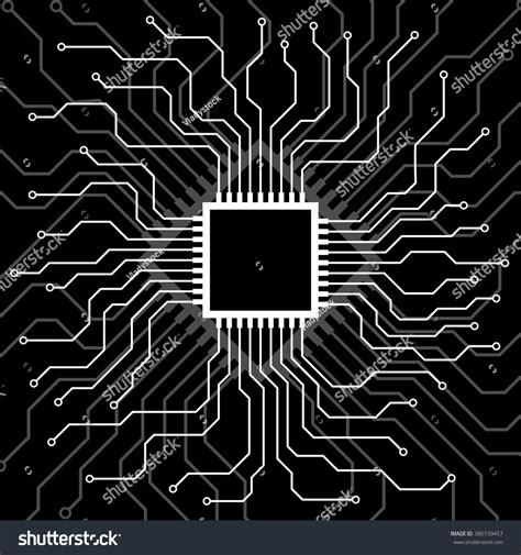 Cpu Microprocessor Microchip Circuit Board Vector Stock Vector Royalty Free