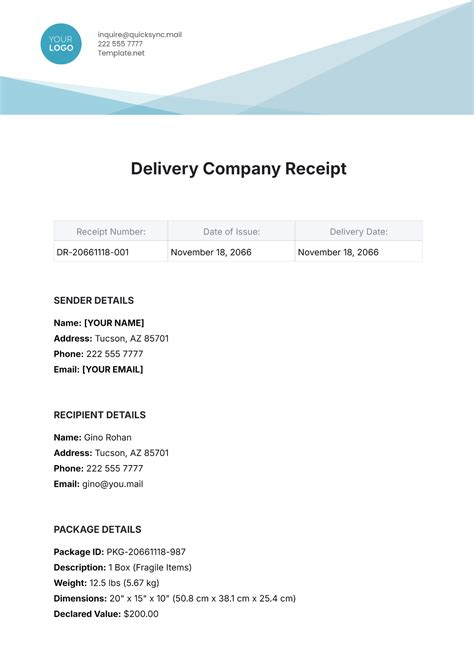 Free Delivery Receipt Templates Editable And Printable