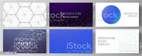 프레젠테이션의 벡터 레이아웃은 비즈니스 템플릿을 디자인합니다 육각형과 디지털 기술 및 빅 데이터 개념 점과 라인을 연결 다각형 과학 의료 배경 Slide Show