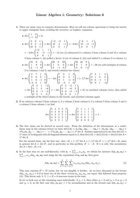 Linear Algebra Sol Linear Algebra Geometry Solutions Are Many Ways To Compute Studocu