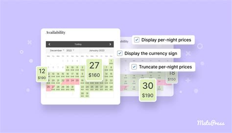 How To Display Prices In Hotel Booking Availability Calendar Motopress