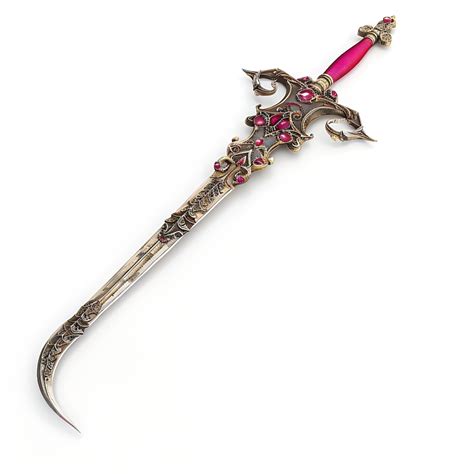 Graceful Forged Ruby Rapier With An Intricate Design A Slend Game Asset