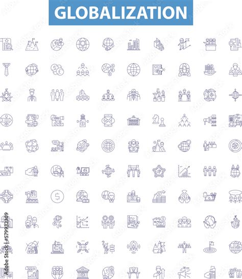 Globalization Line Icons Signs Set Internationalization Integration Liberalization