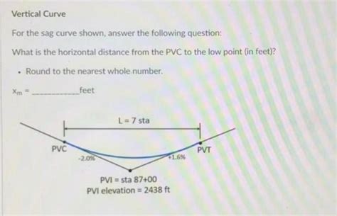 Solved Vertical Curve For The Sag Curve Shown Answer The Chegg Com