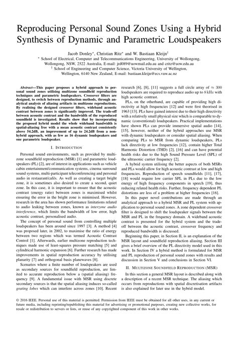 Pdf Reproducing Personal Sound Zones Using A Hybrid Synthesis Of Dynamic And Parametric
