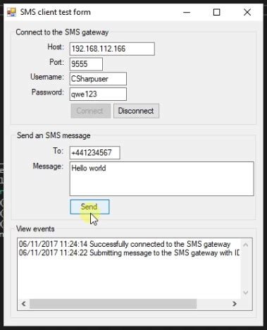 C NET SMS API