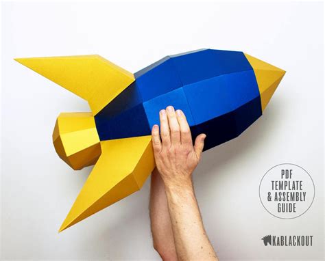xl rocket template 3d papercraft rocket low poly rocket diy paper
