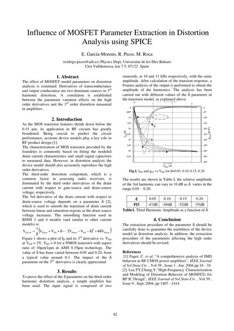 Pdf Influence Of Mosfet Parameter Extraction In Distortion Analysis