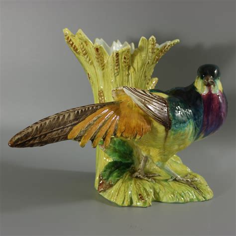 Jerome Massier Fils Majolica Pheasant Vase