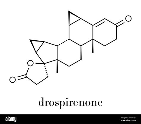 Drospirenone Contraceptive Drug Molecule Progestin Used In Birth Control Pills Skeletal