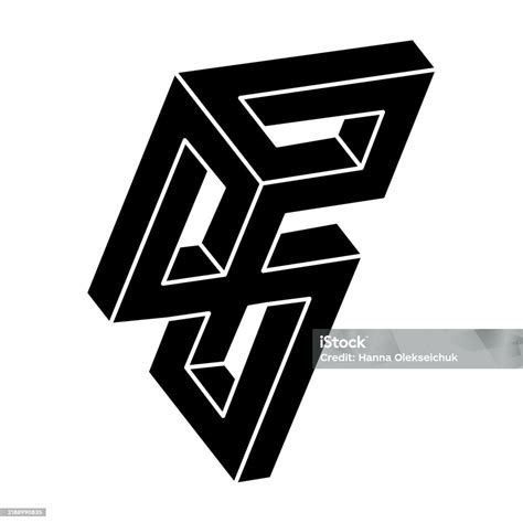 Impossible Shape Logo Design Optical Illusion Object Optical Art Unreal Geometric Figure Stock