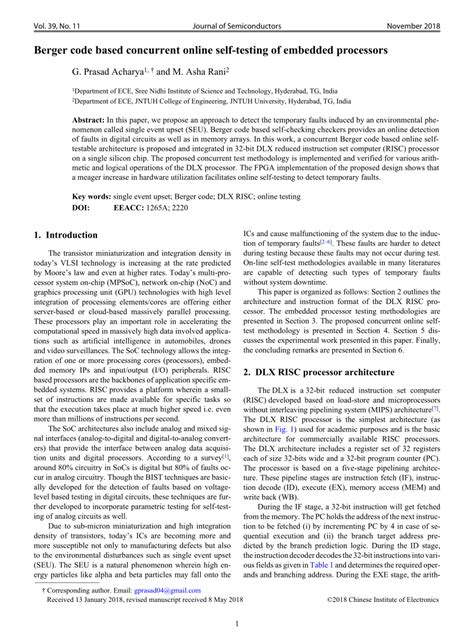 Pdf Berger Code Based Concurrent Online Self Testing Of Embedded