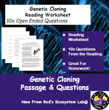 Genetic Cloning Reading Worksheet Editable By Rod S Ecosystem Lab