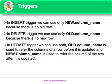 Using Triggers In My Sql Database Pptx