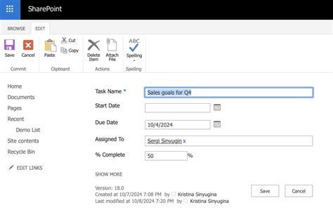 Edit Or View Task In Sharepoint Form Virtosoftware Guides And Docs