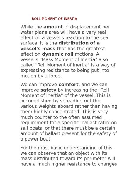 Roll Moment Of Inertia Pdf Torque Inertia