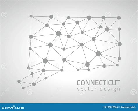 Connecticut Grey Perspective Vector Mosaic Dot Trendy Map Stock Vector Illustration Of