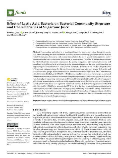 Effect Of Lactic Acid Bacteria On Bacterial Community Structure And Characteristics Of Sugarcane