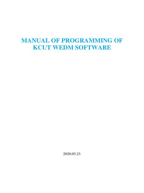 Cnc Wire Cut Edm Kcut Programming Instruction Pdf Parameter