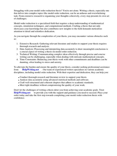 Model Order Reduction Thesis Pdf Matrix Mathematics Mathematical Optimization