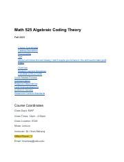 Algebraic Coding Theory Fundamentals Algorithms And Course Hero