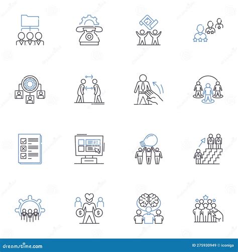 technical staff line icons collection technicians specialists