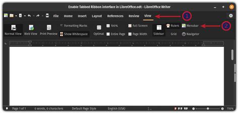 Enable Tabbed Ribbon Interface In Libreoffice