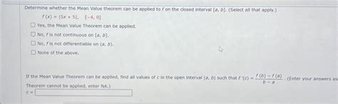 Solved Determine Whether The Mean Value Theorem Can Be