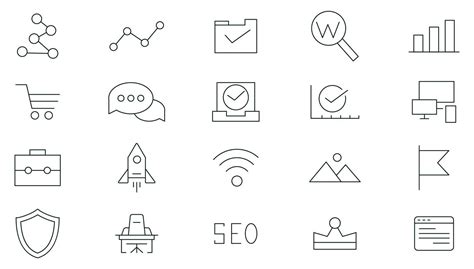 Seo Line Icon Set Search Engine Optimization Business And Marketing Traffic Ranking
