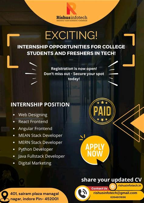 Rishus Infotech On Linkedin Internship Itinternship Collegeinternship Freshers Opportunities