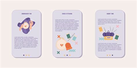 자수 및 바느질 도구 와 개체모바일 응용 프로그램 또는 웹 배너의 컬렉션 웹 디자인에 대한 벡터 그림입니다 수제 워크샵과 학교의 개념 개체 그룹에 대한 스톡 벡터 아트 및