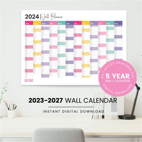 2023 2027 5 Year Wall Calendar Heather Hulbert Designs