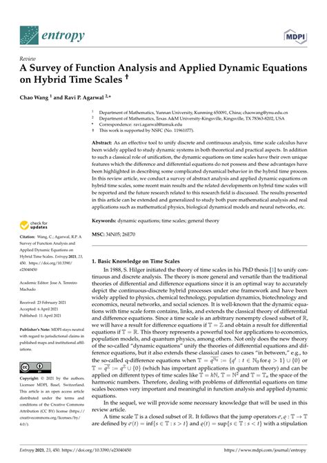 Pdf A Survey Of Function Analysis And Applied Dynamic Equations On Hybrid Time Scales