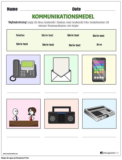 Storyboard That Kommunikationsarbetsblad För Utbildning