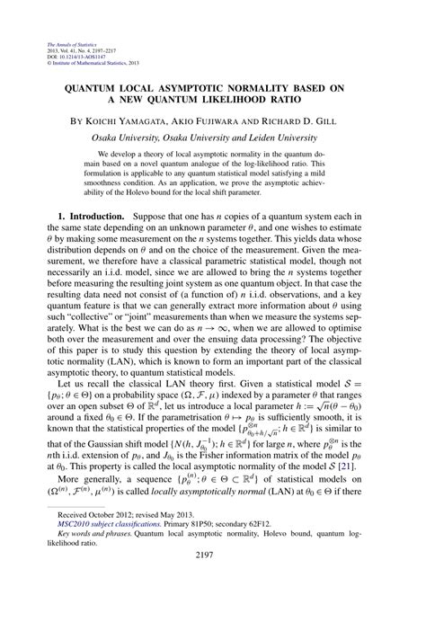 Pdf Quantum Local Asymptotic Normality Based On A New Quantum