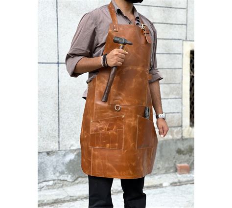 Genuine Leather Apron For Men Bbq Barbecue Aprons Chef Kitchen Apron