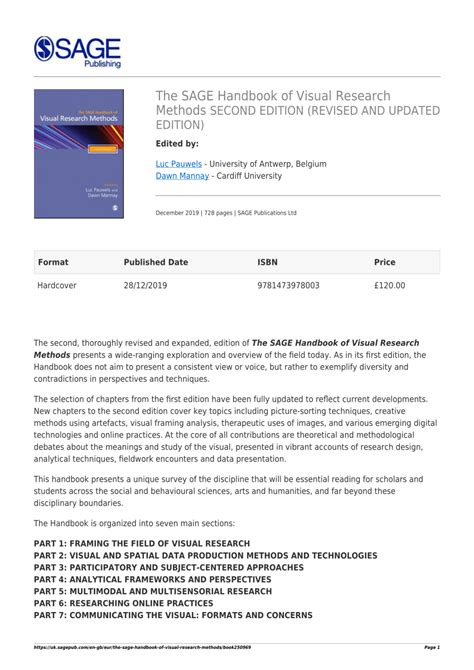 Pdf The Sage Handbook Of Visual Research Methods Second Edition