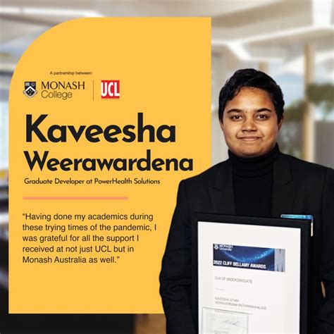 monash college at ucl on linkedin kaveesha weerawardana s journey is a