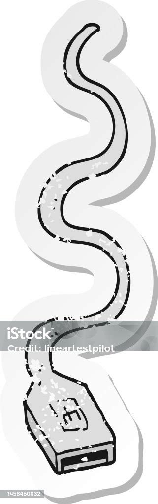 만화 Usb 케이블의 레트로 고민 스티커 1980 1989 년에 대한 스톡 벡터 아트 및 기타 이미지 1980 1989 년 1980년 Usb 케이블 Istock